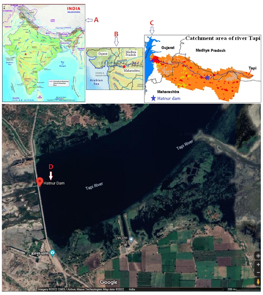 Fig.1 :A: India map showing major rivers,